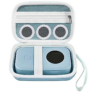 Labels Printer Case Compatible with Phomemo D30 D35 Label Maker, Fit for NIIMBOT D11 D110, Fit for JADENS D110, Case Easily Storage and Carry, Easily Store Your Printer, Tape, USB Line (Blue)