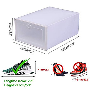 Shoe Storage Boxes,Clear Plastic Clamshell Shoebox Stackable Shoe Organizer Foldable Stackable Shoe Display Box Shoe Container Clear Closet Shelf Shoe Organizer(Angel White Large Round Holes) (24 PCS)