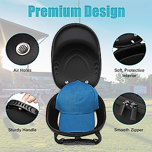 SLINRKE Hat Travel Case - Hard Hat Case for Baseball Caps, Hat Carrier Case with Carrying Handle & Shoulder Strap, Hat Organizer Protects Up To 6 Hats - Perfect for Traveling & Home Storage