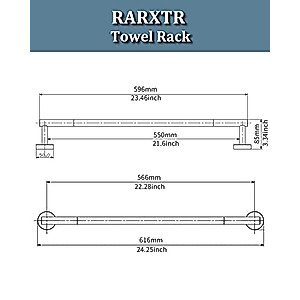 RARXTR 24 Inch Brushed Towel Bar Towel Rack for Bathroom Kitchen Hand Towel Holder Dish Cloths Hanger SUS304 Stainless Steel RUSTPROOF Wall Mount (Brushed Grey)