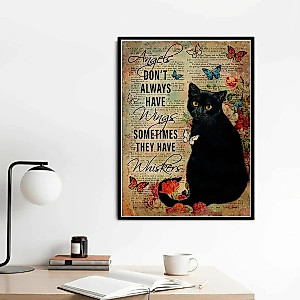 YEEIFFD Black Cat Diamond Art Angels Don't Always Have Wings Sometimes They Have Whiskers Diamond Painting Kits for Adults Paint by Number for Home Recreation and Wall Decoration 12x16 Inch