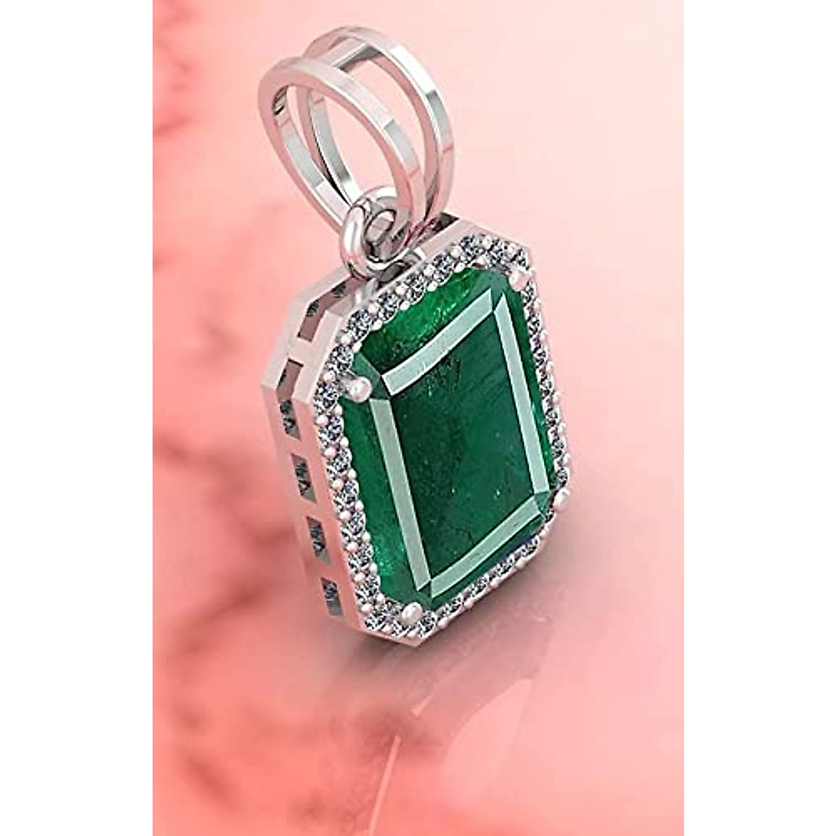 LMDPRAJAPATIS Natural Lab Certified original 7.50 Carat Colombian Emerald Panna Jwelery beautiful Pendant for 925 Sterling Silver Gift Her Everywear pendant