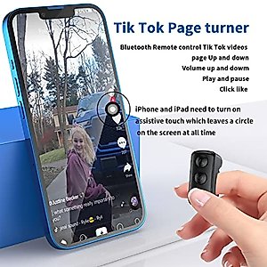 Vekesen TIK Tok Kindle App Bluetooth Remote Control Page Turner TikTok Remote Scrolling Ring clicker for iPhone iPad Camera Remote Shutter Selfie Button (Obsidian Black)