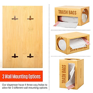 Libreshine Extra Large Trash Bag Organizer for Kitchen, Garbage Bag Dispenser Roll Holder Under Sink, Bamboo Trash Bag Dispenser Wall Mount(Large)
