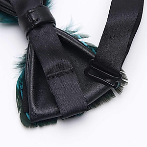 mumusung Men's Peacock Feather Bowtie (Teal Feathers)