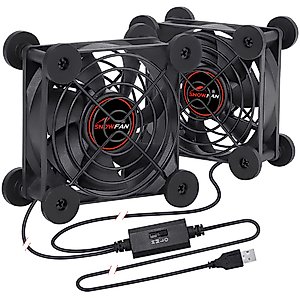Snowfan U01, Silent Dual 80mm USB Fan, 5V Portable Cooling Fan, 3 Adjustable Wind speeds for Receiver DVR Playstation Xbox Computer Cabinet Cooling (duan fan 8025)