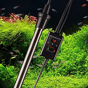 Aquatop 500W Titanium Heater with Controller - Fully Submersible For Fish Tanks Up To 150 Gallons, 68-92 Adjustable Temperature, Durable Water Heater, Aquarium Heater For Turtles & Large Fish, TH-C500