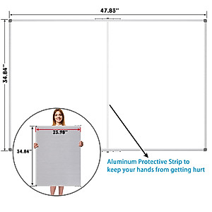JILoffice Magnetic Foldable White Board 48 x 36 Inches, Dry Erase Whiteboard, Silver Aluminum Frame with 2 Detachable Marker Tray Wall Mounted Board for Office Home and School