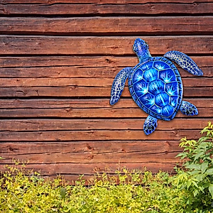 Metal Turtles Wall Art Decoration Iron Tortoise Wall Sculptures for Home Bedroom Living Room Garden Ornament - Blue