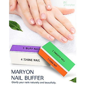 Maryton Professional Nail Buffer Block - Ultimate Shine Nail Buffing Block with 4 Way Buffing Methods, Smooth & Buff & Shine All-in-one Buffer for Optimum Natural Nail Care, 2 Count