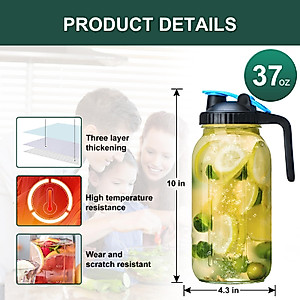 64oz Glass Pitcher with Lid,Leak Proof,Glass Water Jugs, BPA-Free,Microwave & Dishwasher Safe Pitcher,Sun & Iced Tea, Sangria,Cold Brew Coffee & More