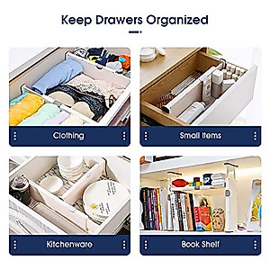 ZNCMRR Drawer Organizer 6 Pack Dresser Drawer Organizers 4”High Expandable from 11-17 Inches, Drawer Dividers for Clothes, Dresser, Closet, Drawer, Office, Kitchen Storage
