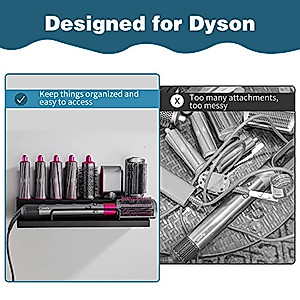 Storage Holder for Dyson Airwrap, Wall Mounted Rack for Dyson Airwrap Curling Iron Accessories, Wall Mounted Holder with Adhesive for Home Bathroom Organizer