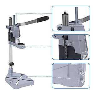 NAWESRVA High-Precision Hand Drill Press Adapter with Vise – Aluminum Alloy Stand, 8.8-Inch Base, Ergonomic Handle, Adjustable Clamp (1.4-1.6 Inch) – Secure & Stable Drilling Solution