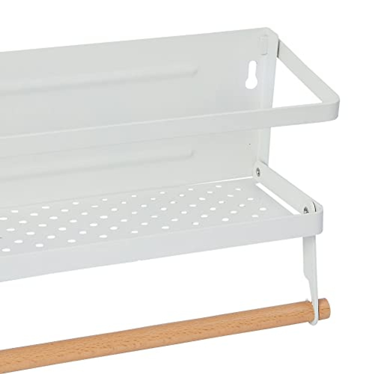 Household Essentials Metal Magnetic Spice Rack with Paper Towel Holder, White