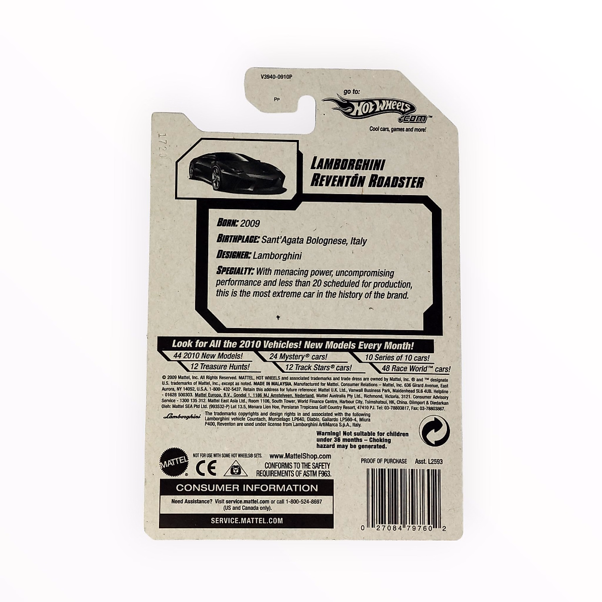 Hot Wheels Lamborghini Reventon Roadster - 2010 New Models 23/44 - Gray 23/240