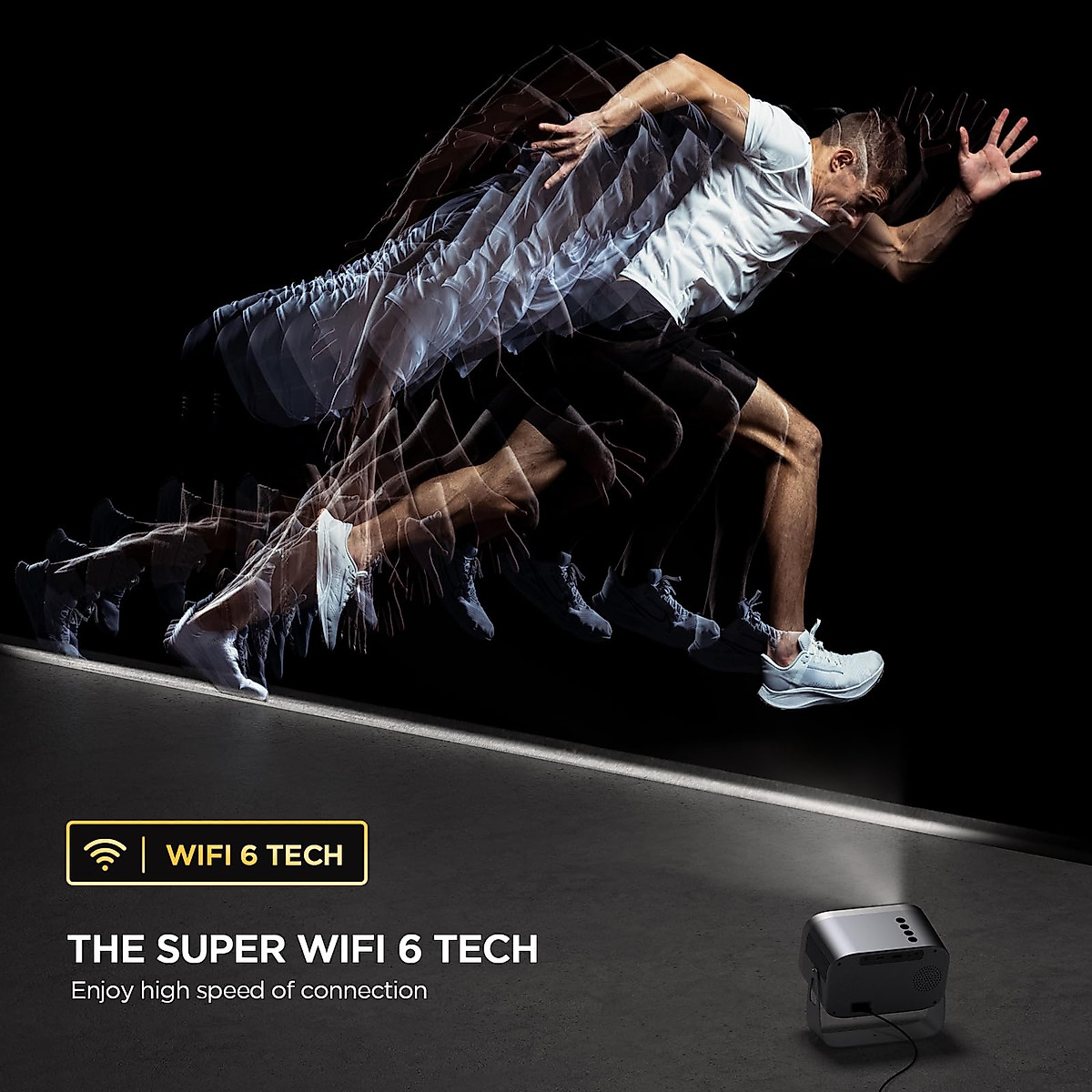 [Electric-Focus] Mini Projector Upgraded, Sovboi Portable with 5GWiFi & Bluetooth, 1080P Outdoor Movie Projector, 400'' Screen , Compatible iOS/Android/TV Stick/HDMI/PS5, Grey (VB6)