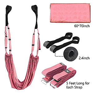 Yoga Stretching Strap, Leg stretcher Backbend Assist Trainer Enhance Body Flexibility Stretch Strap with Aerial Yoga Swing Great for Ballet Yoga Cheerleading Normal Exercise Stretching (Pink)