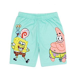 SpongeBob SquarePants Kids Pajama Set | Boys & Girls Blue Short Sleeve T-Shirt & Shorts | Squidward Patrick Mr Krabs Gary PJs