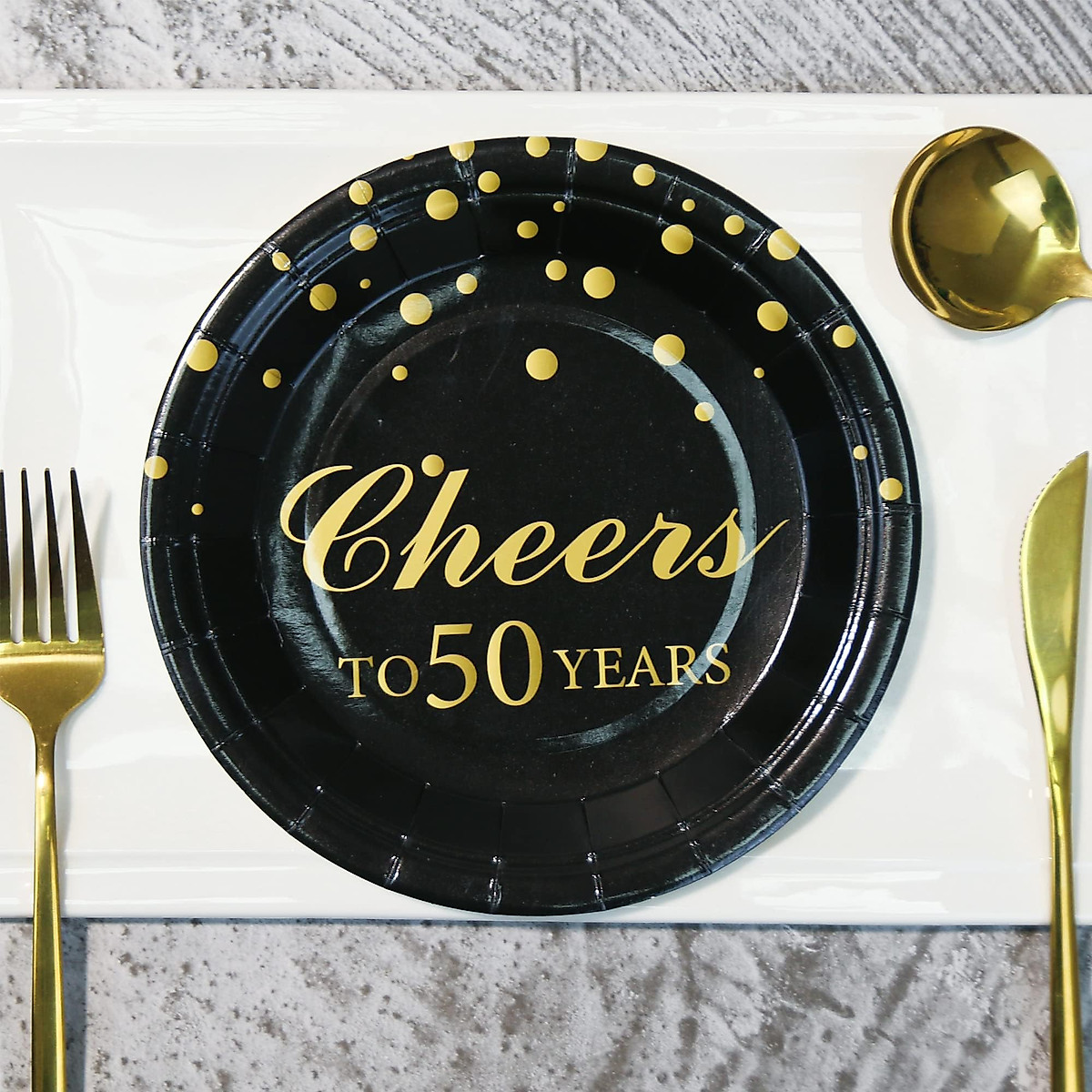 Pandecor Birthday Party Plates and Napkins Party Supplies,Disposable Birthday Party Decorations Set Serve up to 20 Guests (50 years old)