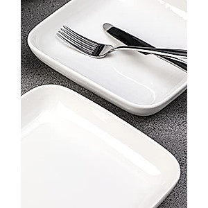 MALACASA Pasta Bowls 32 oz, Ceramic Pasta Bowl Large Salad Bowls Set of 4, Durable Porcelain 8 Inch Square Serving Dishes, Microwave, Oven, Dishwasher Safe, Series IVY