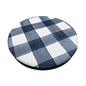 Navy Blue and White Buffalo Plaid Gingham Check PopSockets PopGrip: Swappable Grip for Phones & Tablets