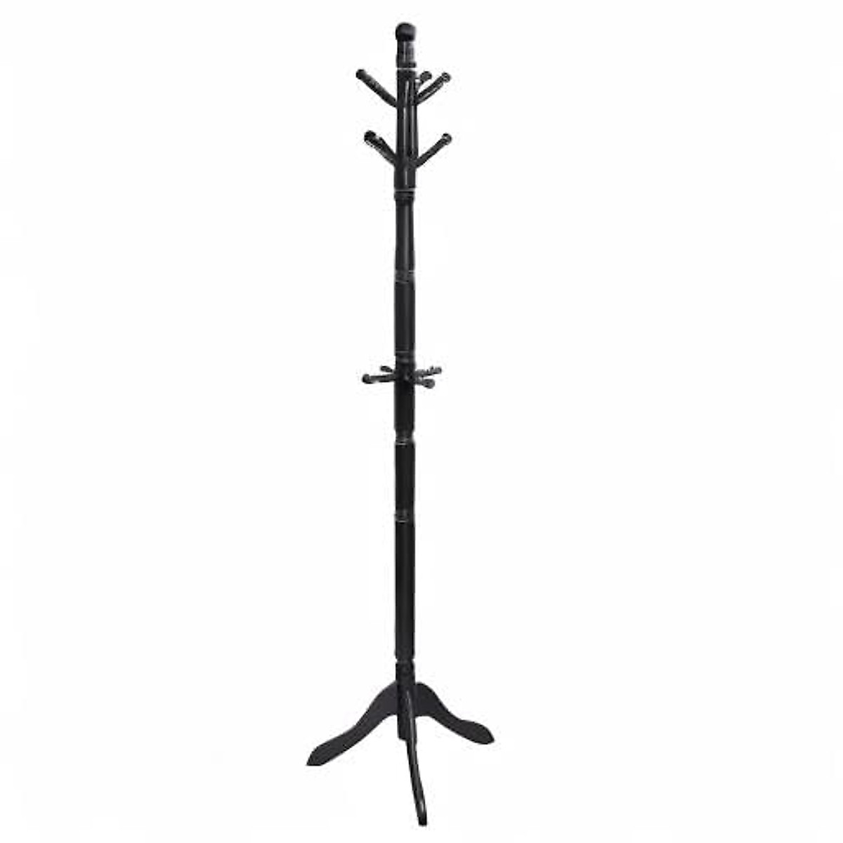 Tangkula Wood Coat Rack Freestanding, Entryway Height Adjustable Coat Stand with 9 Hooks & Stable Tri-Legged Base, Rubber Wood Coat Tree Hall Tree Coat Hanger Stand for Home Office Hall Entryway
