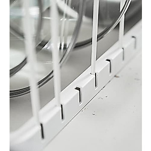 YAMAZAKI home 3840 Adjustable Lid & Pan Organizer-Kitchen Drawer Storage Shelf Rack, One Size, White