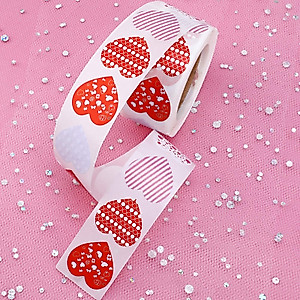 Konsait 500 Pieces Valentine’s Day Heart Stickers, Red Heart Happy Valentines Day Roll Stickers, Sweet Love Decoration Stickers for Valentine’s Day Wedding Gifts Scrapbooking Cards Envelopes