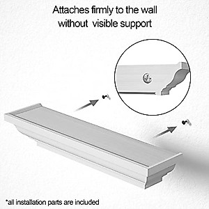 Alsonerbay Floating Shelves White, Wood Shelves Rustic Shelves for Wall Storage, Wall Mounted Shelves for Bedroom Living Room Bathroom, 17 Inch 2 Pack