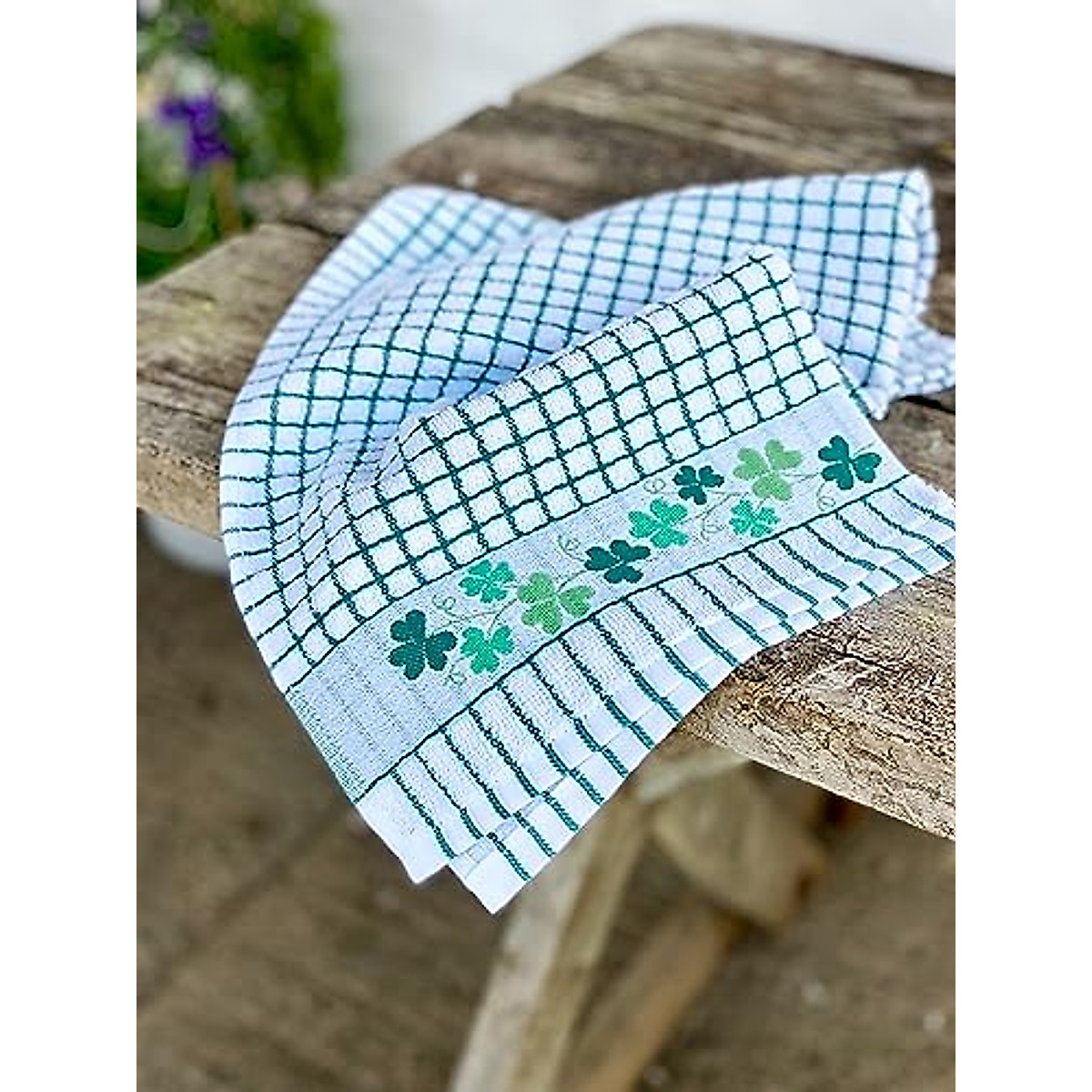 Samuel Lamont Poli-dri Jacquard Towel White with Green and SHAMROCK trim