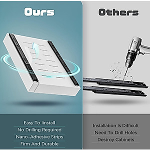 2Pack Expandable Pull Out Cabinet Organizer 21" Deep, Peel And Stick Slide Out Drawers for Kitchen Cabinet, Cabinet Pull Out Shelves, Roll Out Drawers Adjustable Width 12"-20.45" White