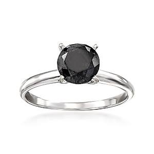 Ross-Simons 1.00 Carat Black Diamond Solitaire Ring in 14kt White Gold. Size 7