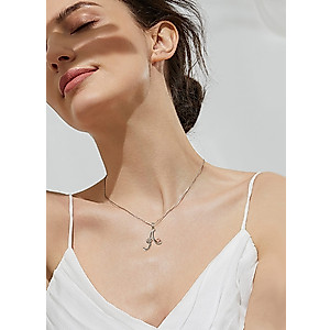 CELESTIA Gifts for Women Sterling Silver Initial Necklaces for Women Letter Pendant A Monogram Necklaces Alphabet Heart Initial Jewelry
