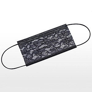 Fashion Lace Lace_Masks for Women 50pcs,Lace Disposable Face_Masks 3-Ply Breathable Black, Lace Pattern 3 Ply Face_Mask with Elastic Earloop