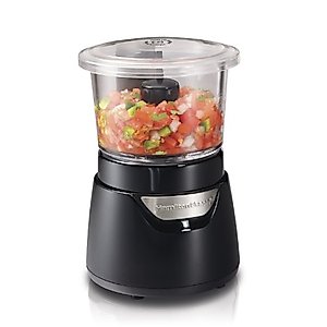 Hamilton Beach Stack & Press Mini 3-Cup Glass Bowl Food Processor & Vegetable Chopper, Black (72860)