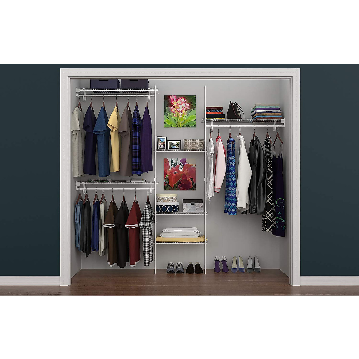 ClosetMaid 5 Ft. to 8 Ft. SuperSlide 6-Shelf Closet Organizer Kit, White, 5636