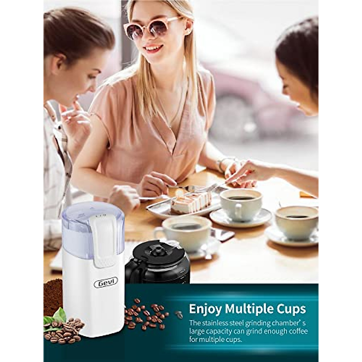 Electric Coffee Grinder Stainless Steel Blade Grinder for Coffee Espresso Latte Mochas, Noiseless Operation.GECGI140-U-1