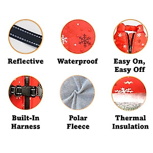 Macho Man Cold Weather Winter Dog Puppy Coat Harness Waterproof Windproof Warm Fleece Small Medium Large Dogs Holiday Pet Gift (Red Plaid, Large)