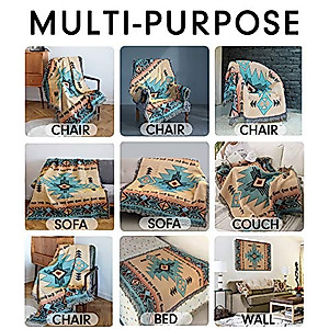 WarmTide Geometric Soft Southwestern Throw Blankets with Tassels Cozy Cotton Woven Aztec Knitted Bed Couch Throws Sofa Chair Towel Multi-Function for Home Decor Office Travel