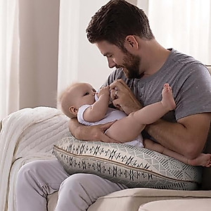 Boppy Nursing Pillow Luxe Original Support, Sand and Ash Boho, Ergonomic Nursing Essentials for Bottle and Breastfeeding, Firm Hypoallergenic Fiber Fill, with Textured Knit Nursing Pillow Cover