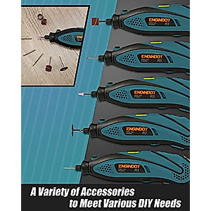 ENGINDOT Rotary Tool Kit with Keyless Chuck Flex Shaft, 6 Variable Speed, 10000-32000 RPM, Carrying Case for Cutting, Engraving, Drilling, Sanding, Polishing, DIY Crafts - Blue