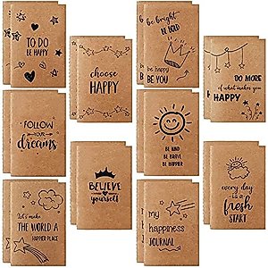 JPSOR 20 Pack Notebooks for Kids Bulk, Mini Journal, Small Kraft Notebooks, 3.5" x 5.5" Inspirational Notebook, Lined Notebook with 10 Different Happy Designs for Students Classroom School Supplies