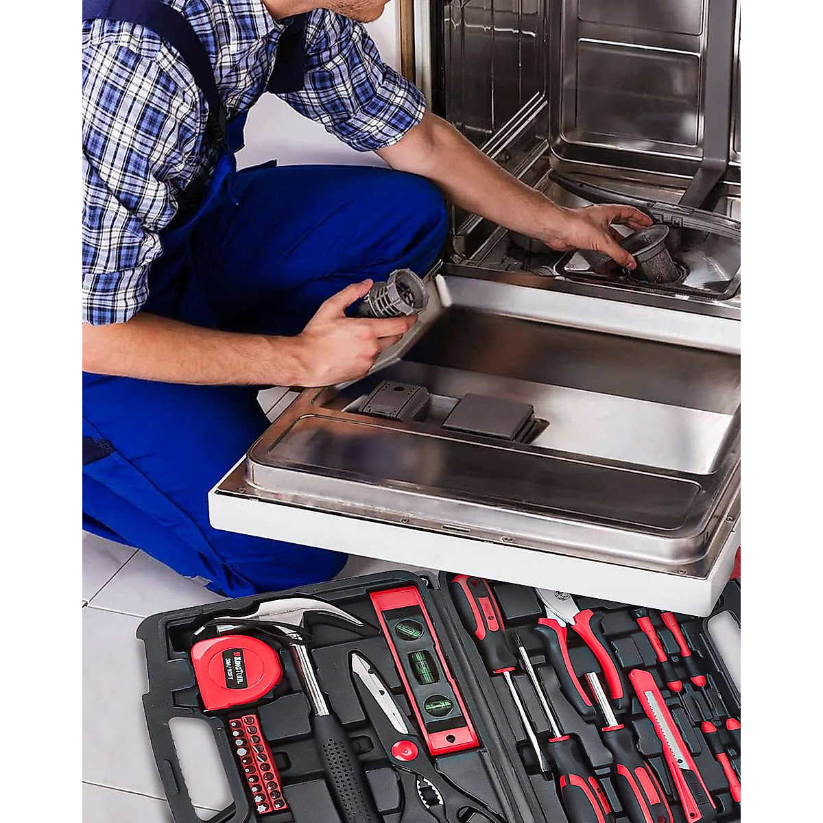 KingTool Home Repair Tool Kit - 149 Pieces Basic Home Repair Tool Set, General Mechanic Tool Set, General Household Tool Kit with Plastic Toolbox, Perfect for Homeowner, Office & College Repairs