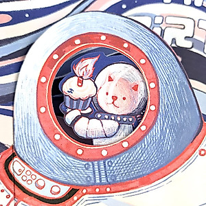 Space Cat Pop Up Birthday Card