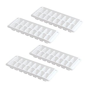 Kitch Easy Release White Ice Cube Tray, 16 Cube Trays (Pack of 4) (4 Pack - 64 Cubes)
