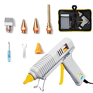 MAXIRON Full Size Hot Glue Gun with 4 Nozzles - 150 Watts Temperature Adjustable Glue Guns with Heating Indicator Light. Heavy Duty Glue Gun Kit for Crafting,Wood,PVC,Glass,Home Repair.