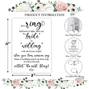 Don't say Bride or Wedding Game, Put a Ring on It Bridal Shower Game with 50 Fake Rings, Bridal Shower Decorations, Bachelorette Hens Party Game, Wedding Shower Supplies - 01