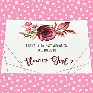 Will You Be My Bridesmaid 16 Cards with Matching Size White Envelopes for 10 Bridesmaids, 2 Matron of Honor, 2 Maid of Honor & 2 Flower Girls Card for Bride to Help Tie The Know. (Burgundy)