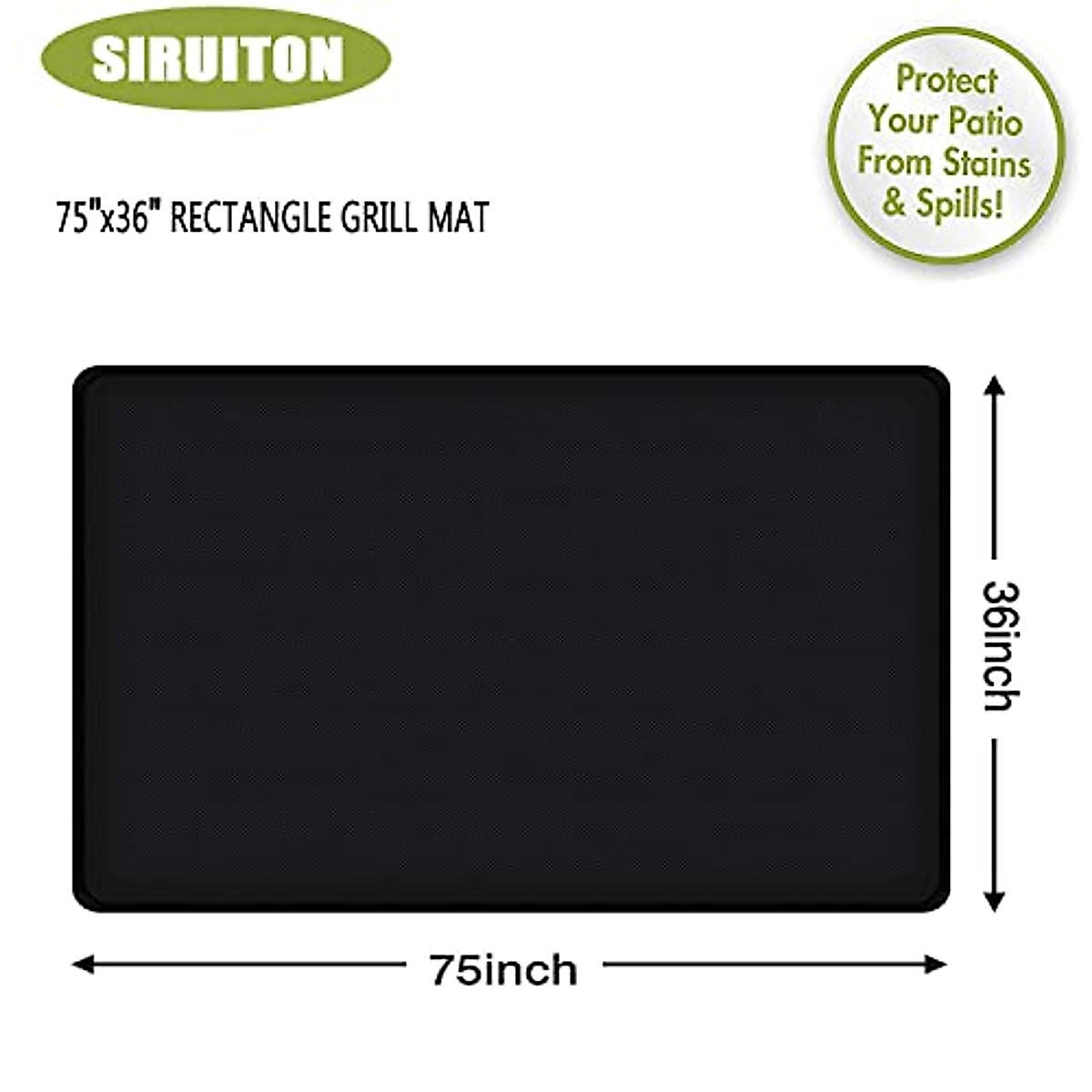SIRUITON Large Under Grill Mats, 75″x36 inch Under BBQ Mat Protect Decks and Patios from Grease Splatter, Absorbent Oil Reusable and Washable, Fire Pit Ember Mat